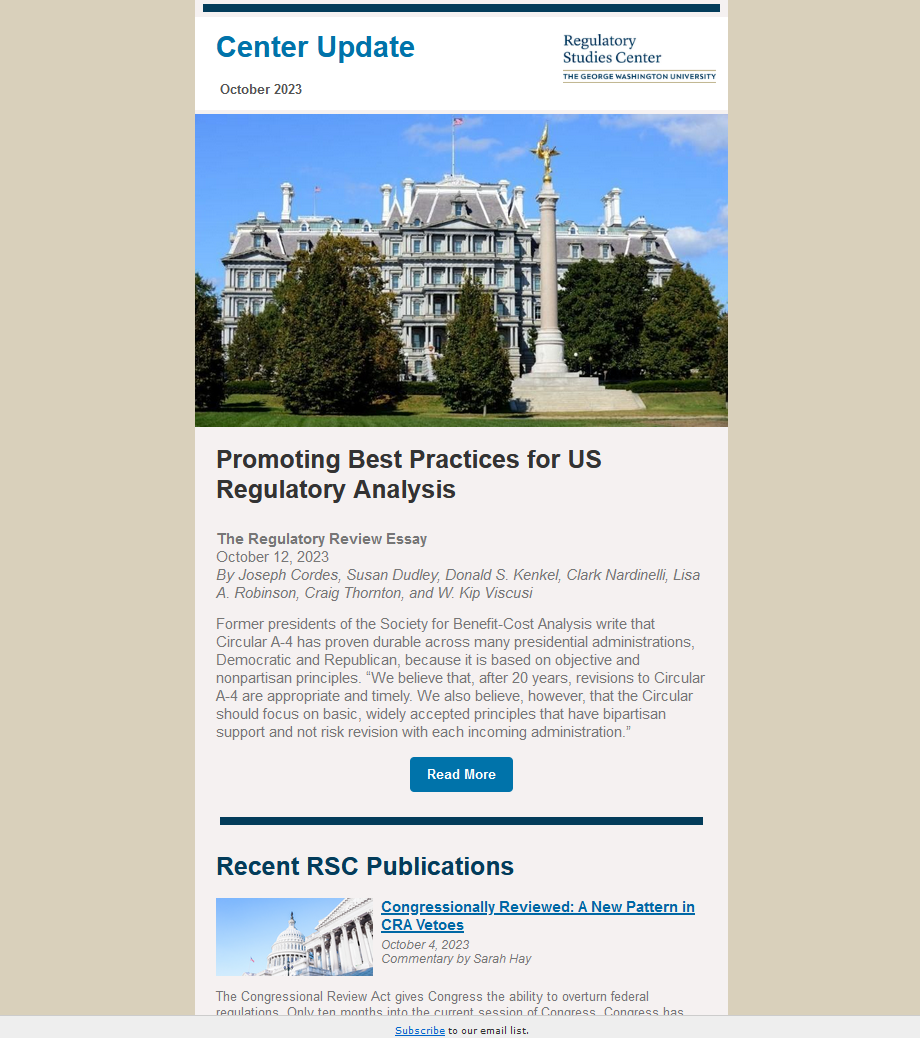 Newsletters | Regulatory Studies Center | Trachtenberg School of Public ...